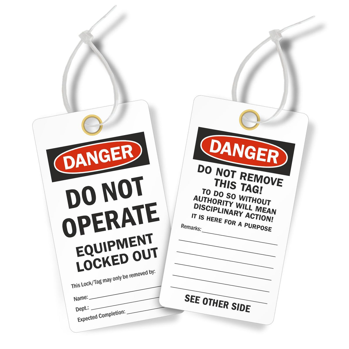 "Do Not Operate Tags" 2 - Sided Safety Tag Heavy Duty Vinyl, Pack of 2 ...